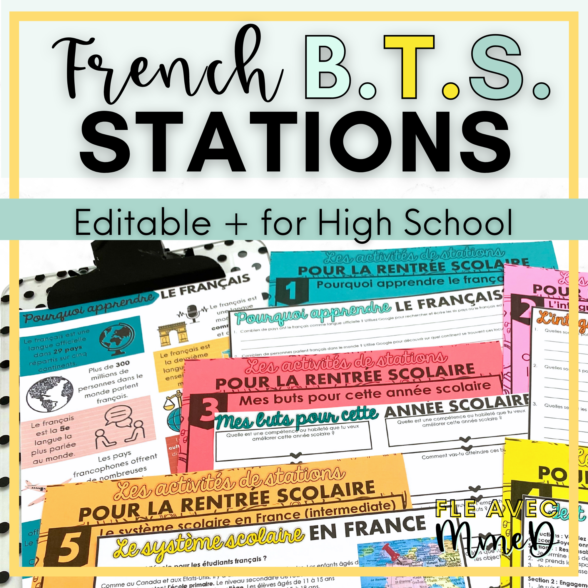 French activities for the first two weeks of la rentrée scolaire