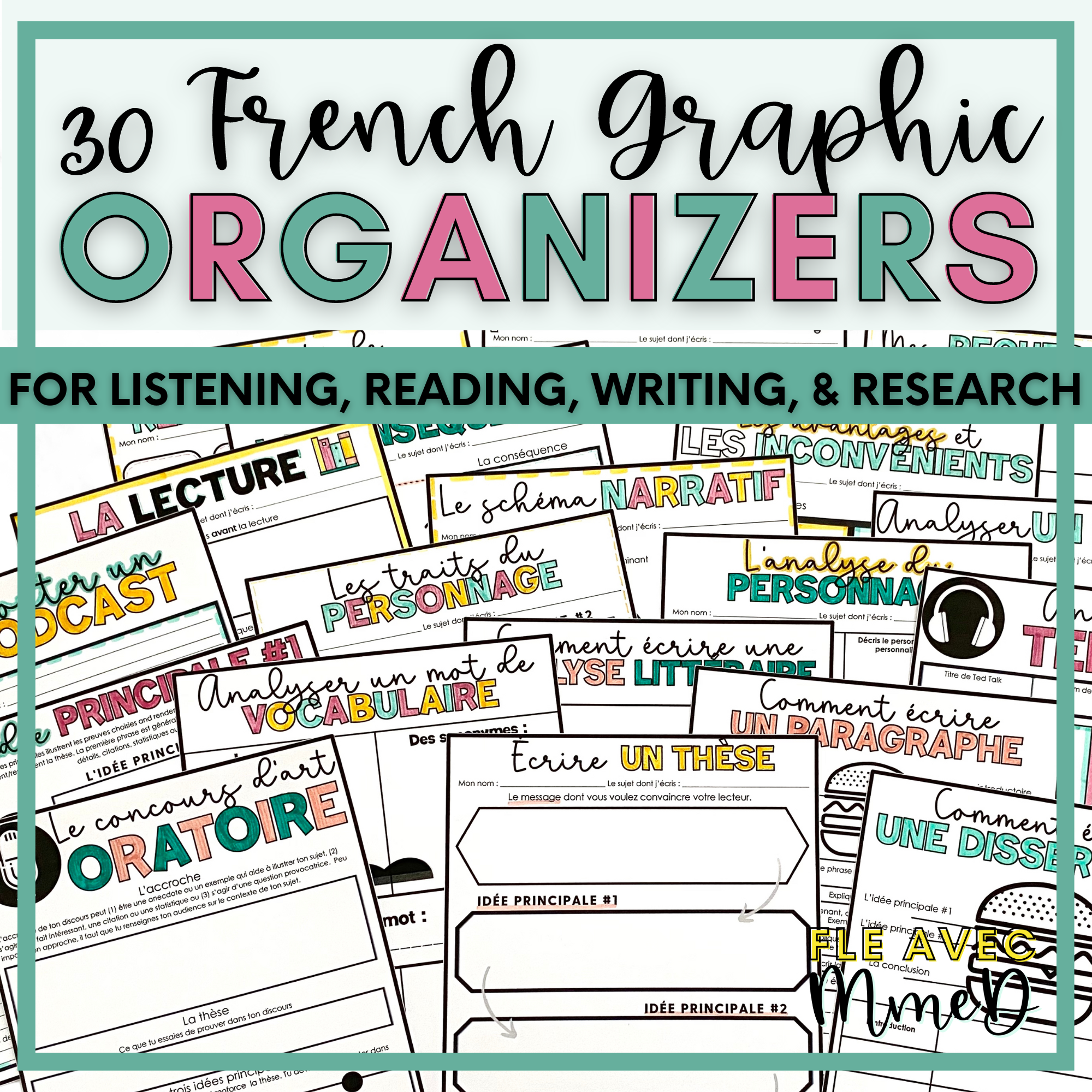 French Graphic Organizers for French Reading & French Writing - FLE ...