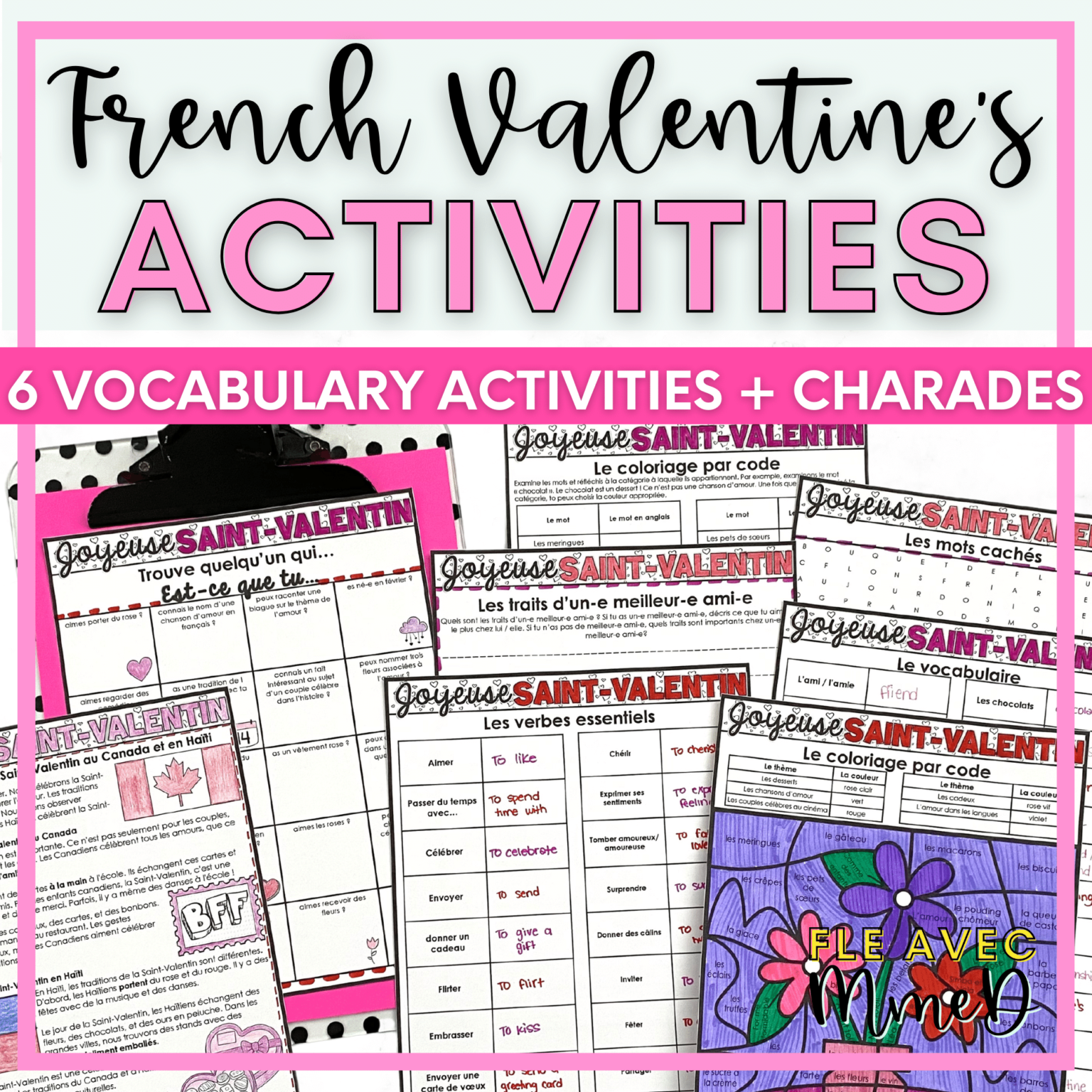 French Valentine's Day Activities for French Class - FLE Avec MmeD